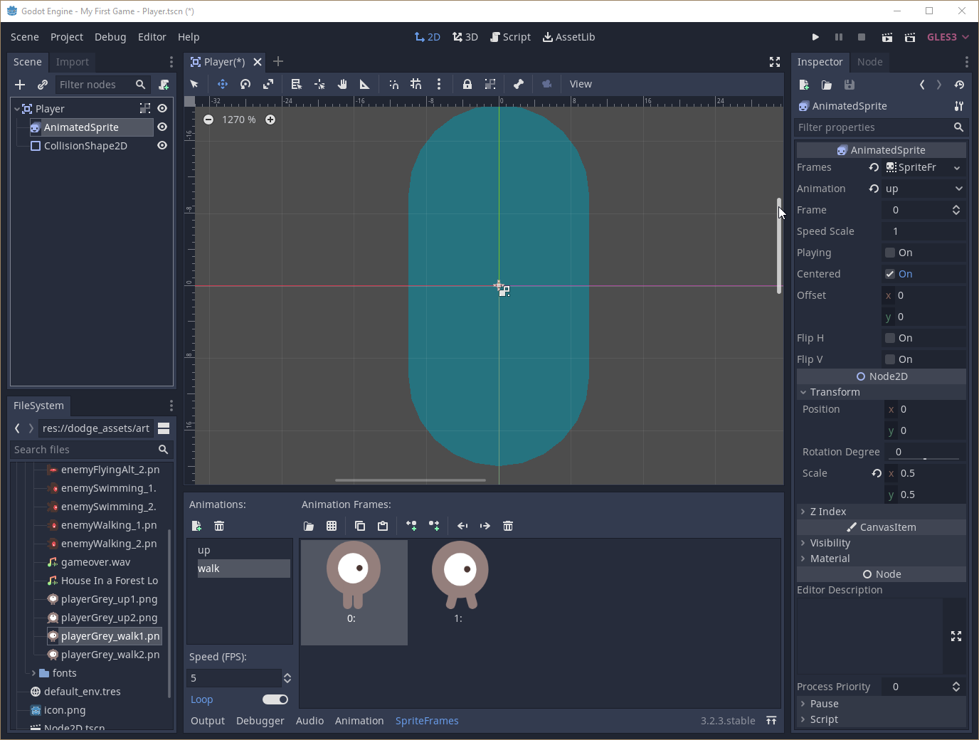Tuorial Problem AnimatedSprite2D Sprites Not Showing In The Game 